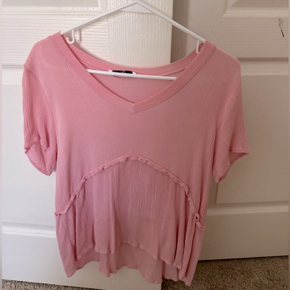 Tops | Pink Ruffle Top | Poshmark